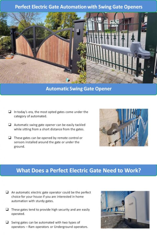Electric gate automation with motorised swing gate openers - Quiko Italy
